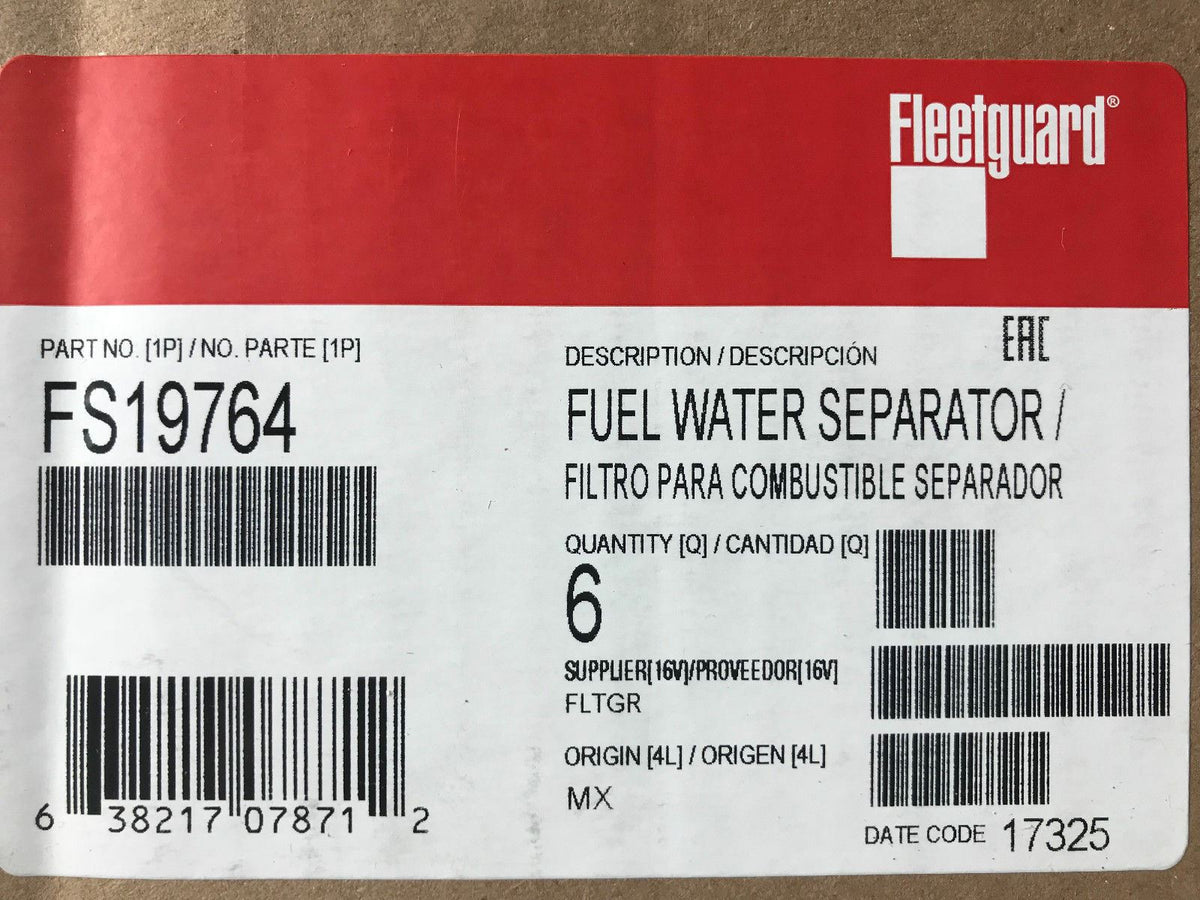 FLEETGUARD FS19764 FUEL WATER SEPARATOR - CUMMINS (PACK OF 3 ...