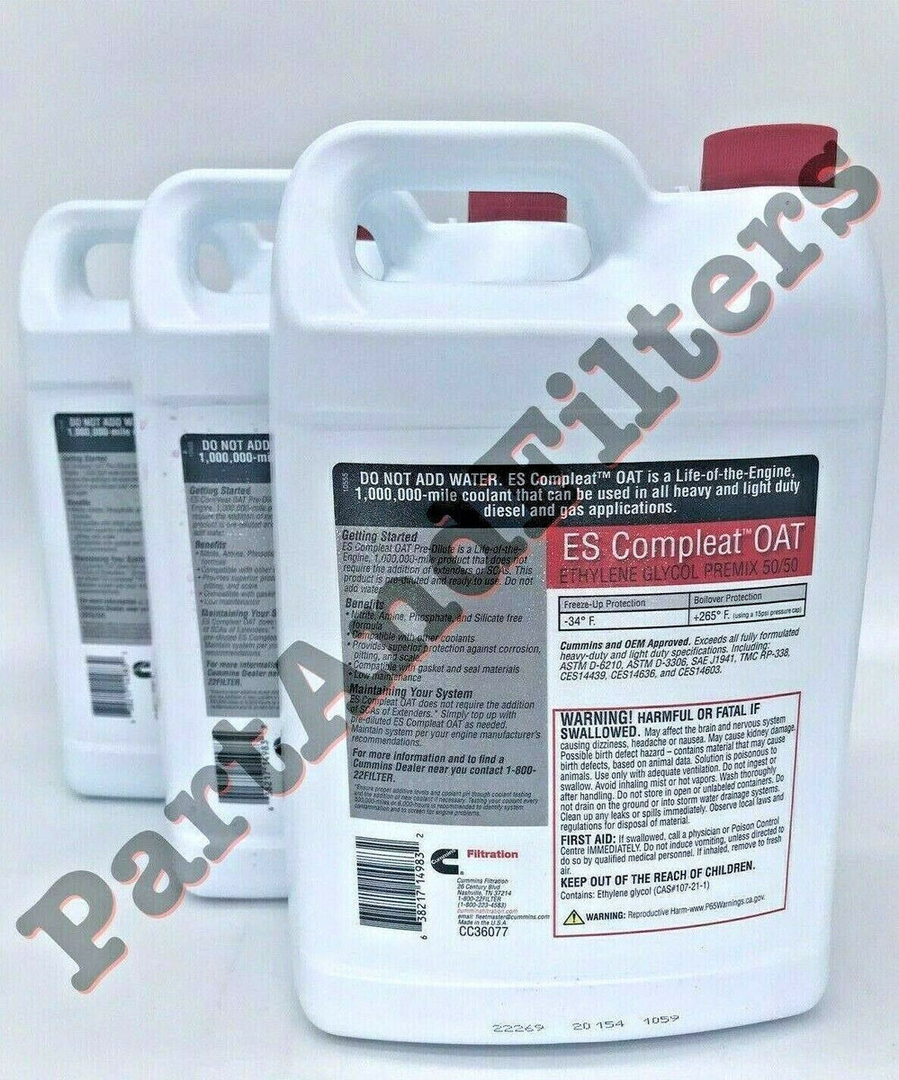 Fleetguard CC36077 Coolant Antifreze Red 50/50 ES Compleat OAT (3 Gall ...