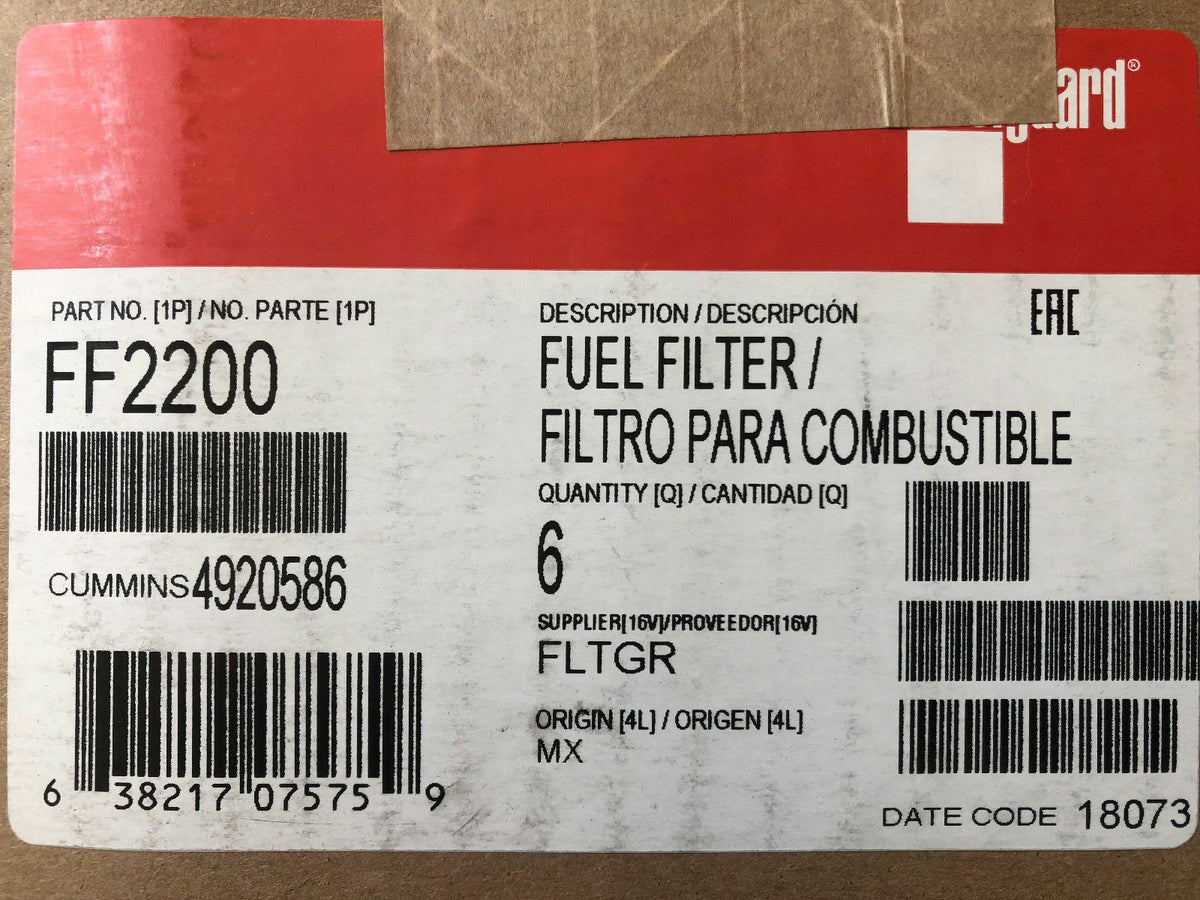 Fleetguard FF2200 Cummins Fuel Filter 4088272 (6 Pack) – PartAndFilters
